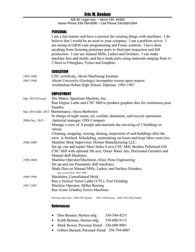 resume 2015 | DOC | Woodworking | Arts and Crafts