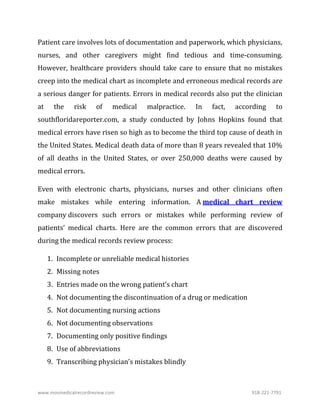 9 Common Medical Charting Errors That Providers Must Avoid | PDF