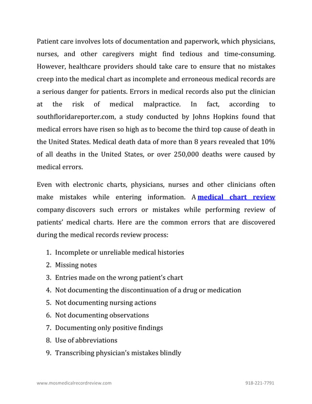 9 Common Medical Charting Errors That Providers Must Avoid | PDF