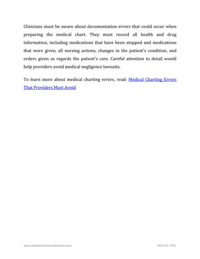 9 Common Medical Charting Errors That Providers Must Avoid | PDF