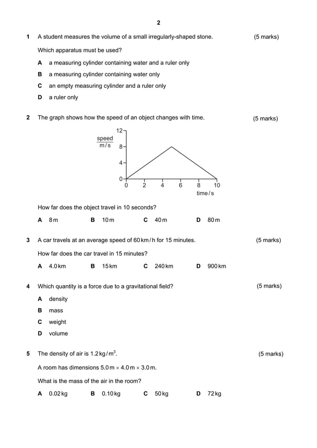 9th grade physics exam | PDF