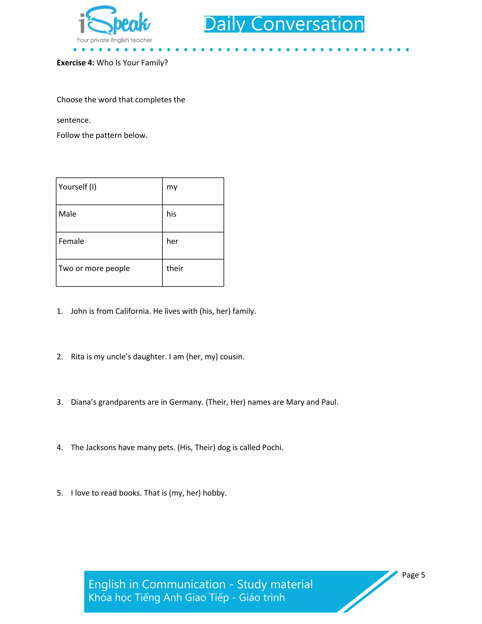 Chapter 1 unit 2. my family | PDF