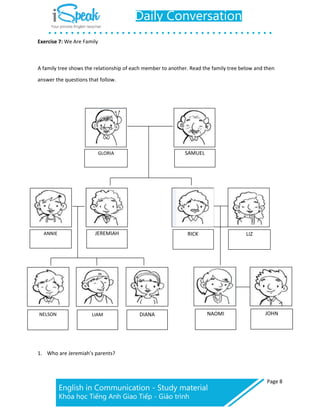 Chapter 1 unit 2. my family | PDF