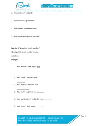 Chapter 1 unit 2. my family | PDF