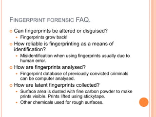 Forensic Science - 05 Fingerprints | PPTX