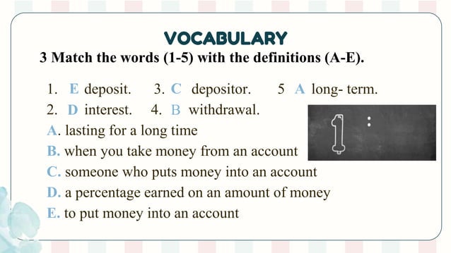 Learn about savings accounts and banking vocabulary | PPT