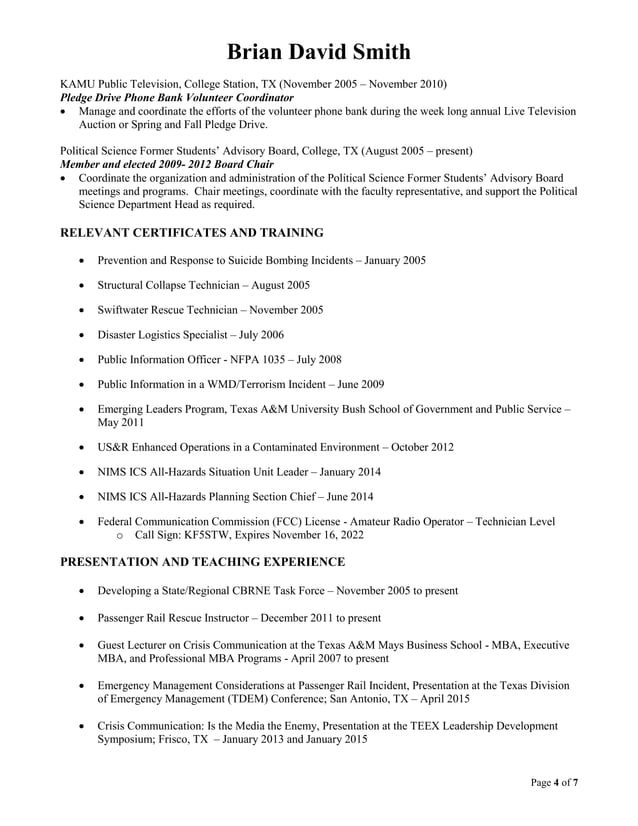 Brian David Smith - CV | PDF