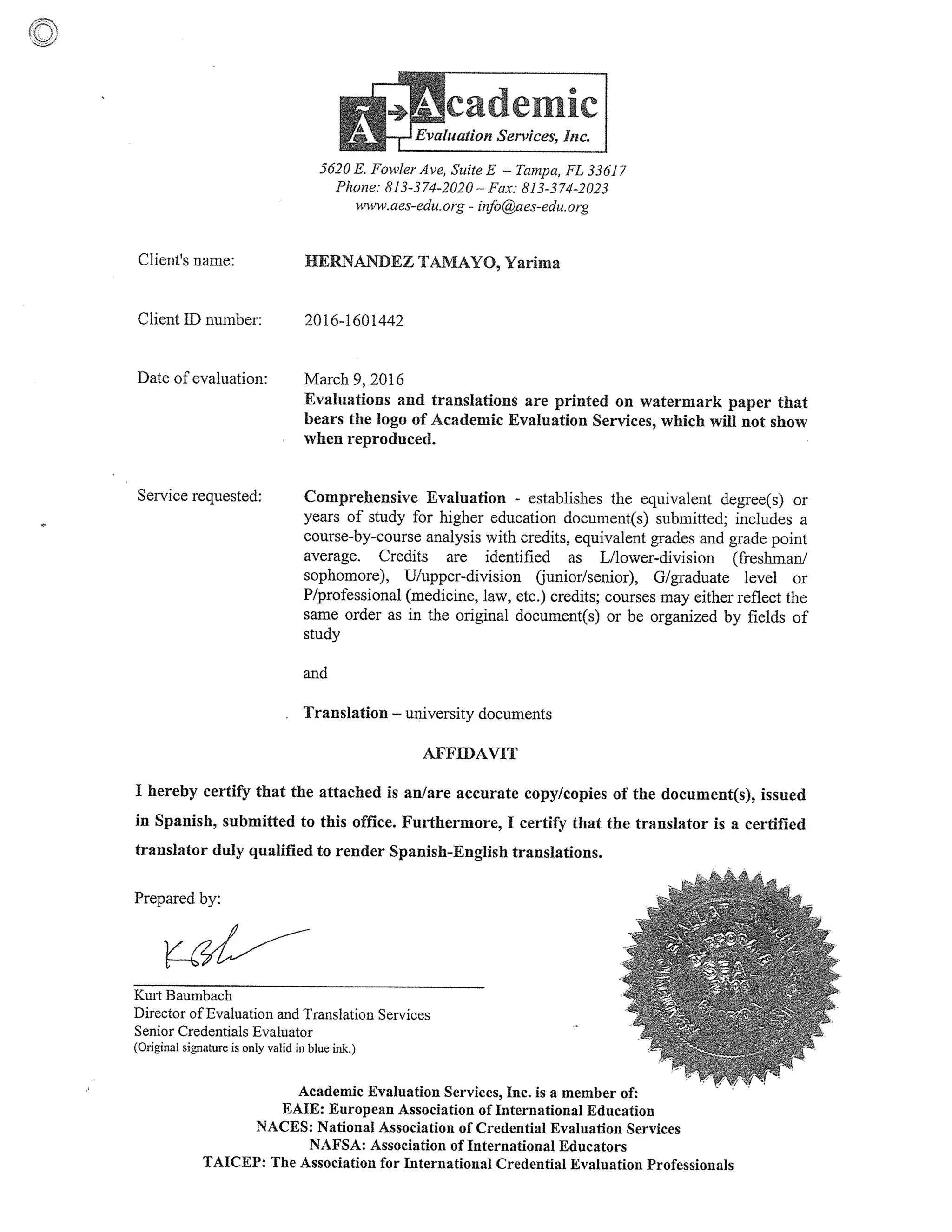 Academic Evaluation Services doc | PDF