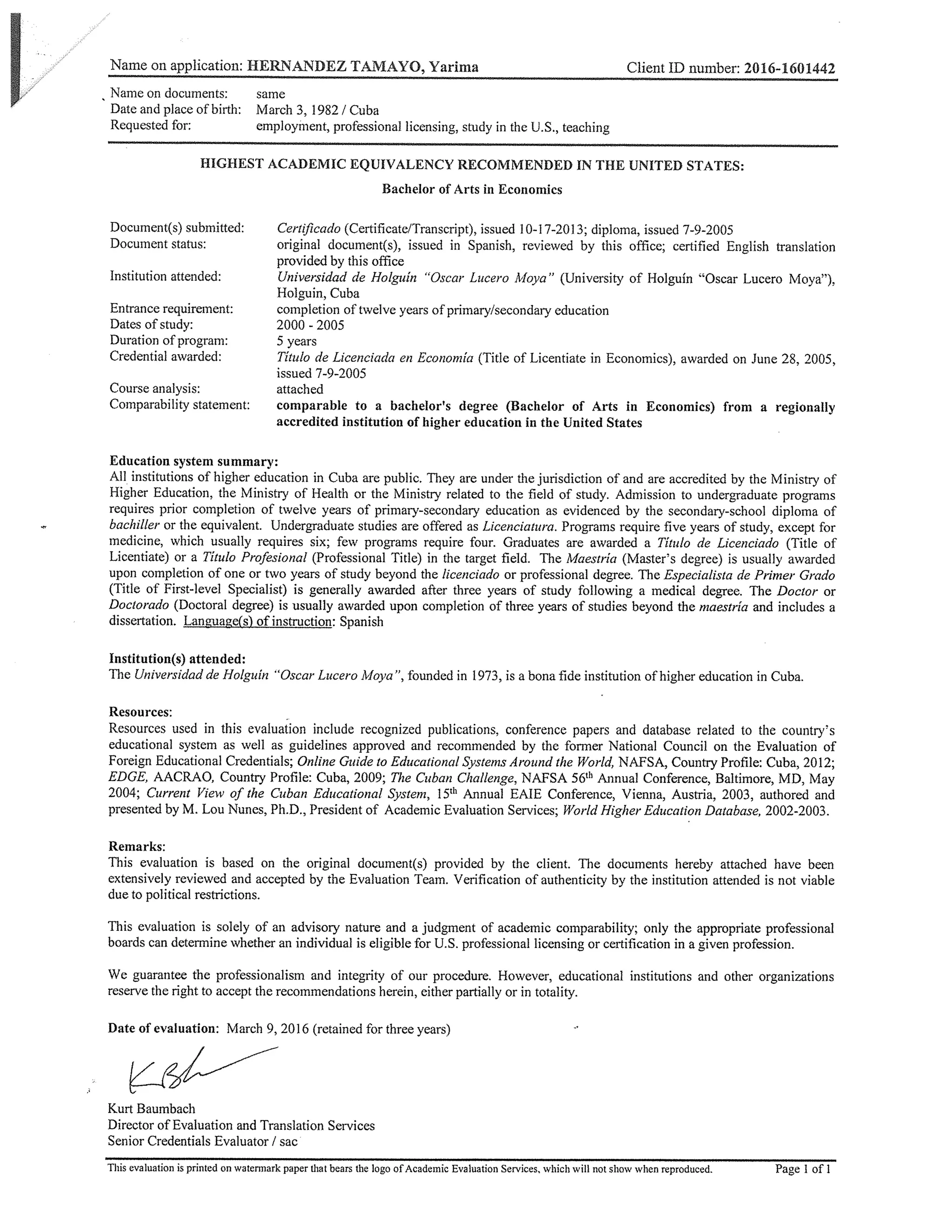 Academic Evaluation Services doc | PDF