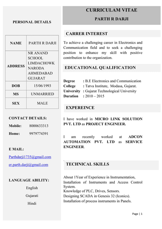 PARTH DARJI RESUME | PDF