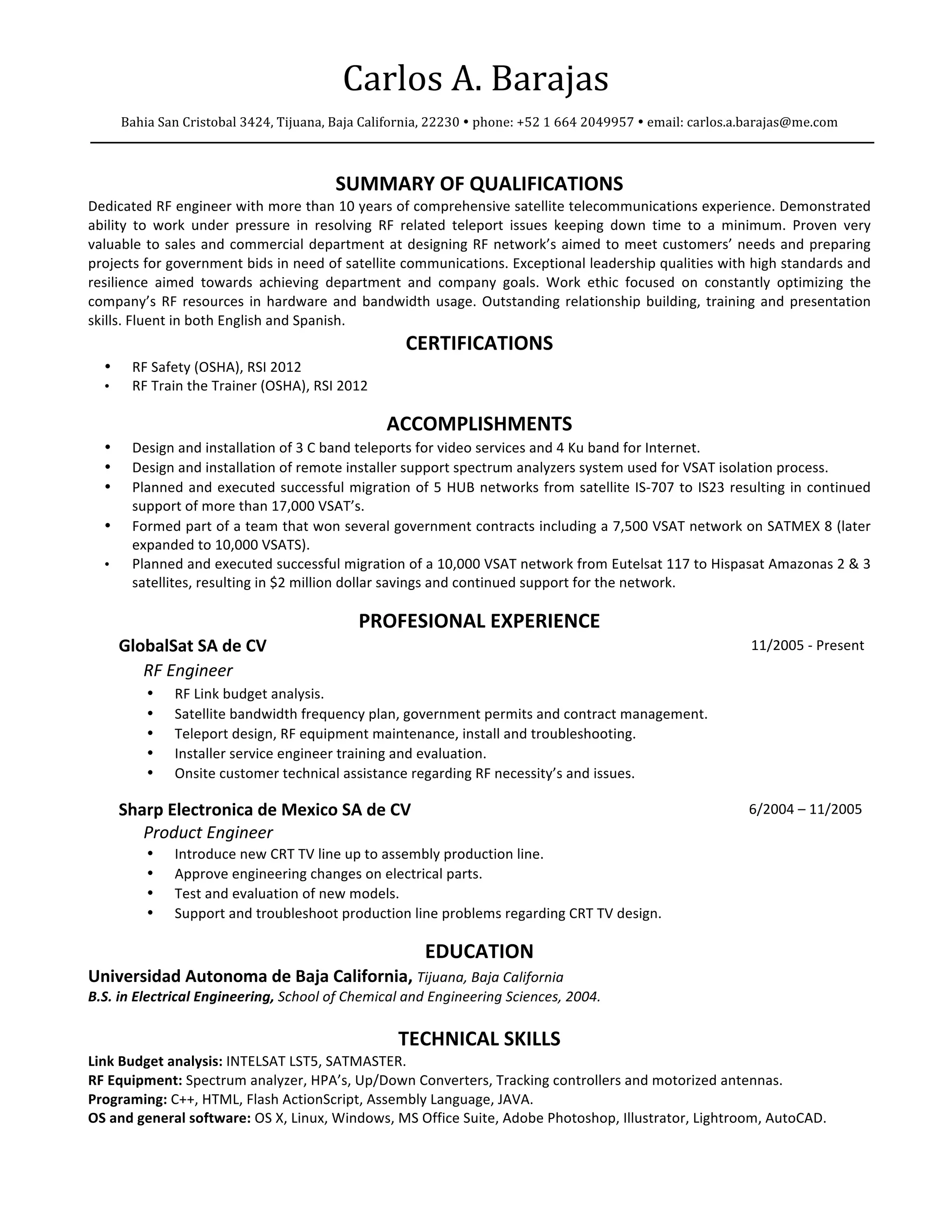 Resume Carlos Barajas | PDF