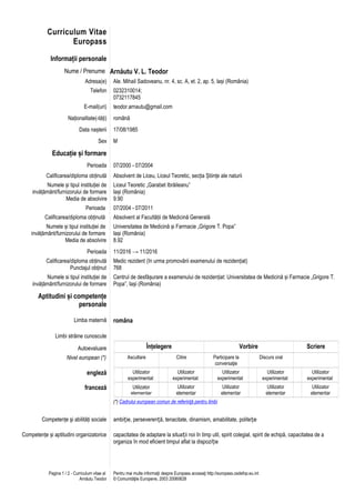 CV Arnăutu Teodor | PDF
