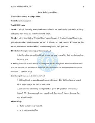 Social Skills Lesson Plans | PDF