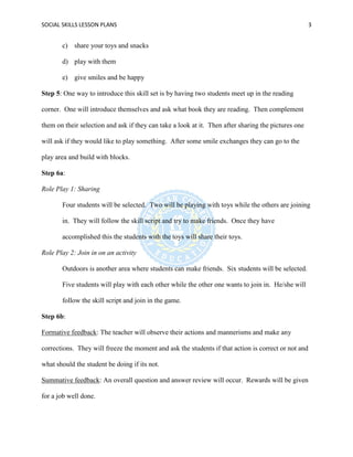Social Skills Lesson Plans | PDF