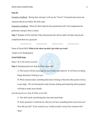Social Skills Lesson Plans | PDF