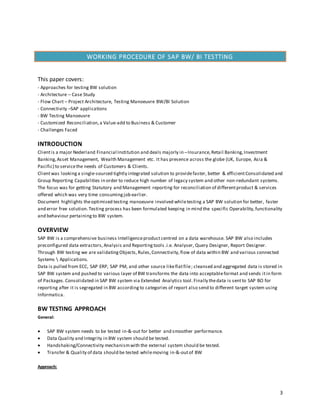 Working Procedure SAP BW Testing | DOCX