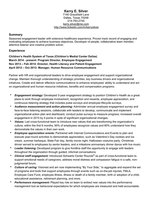 Kerry Silver Resume Jan 2016 | PDF | Human Resources | Business