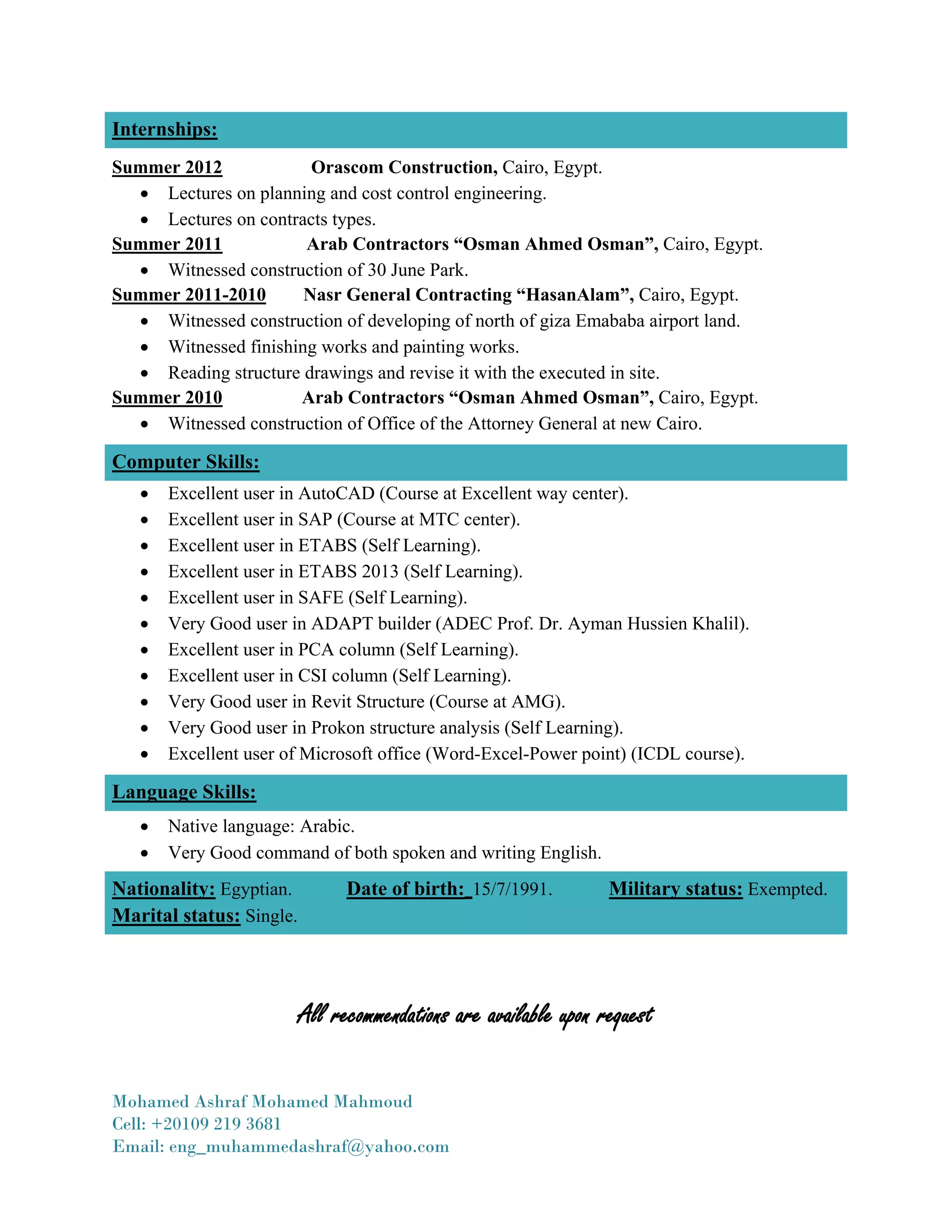 Mohamed Ashraf_CV | PDF