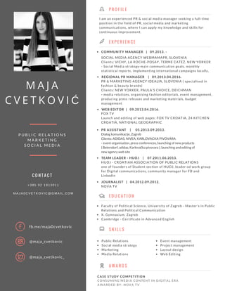 CV Maja Cvetković 1 | PDF