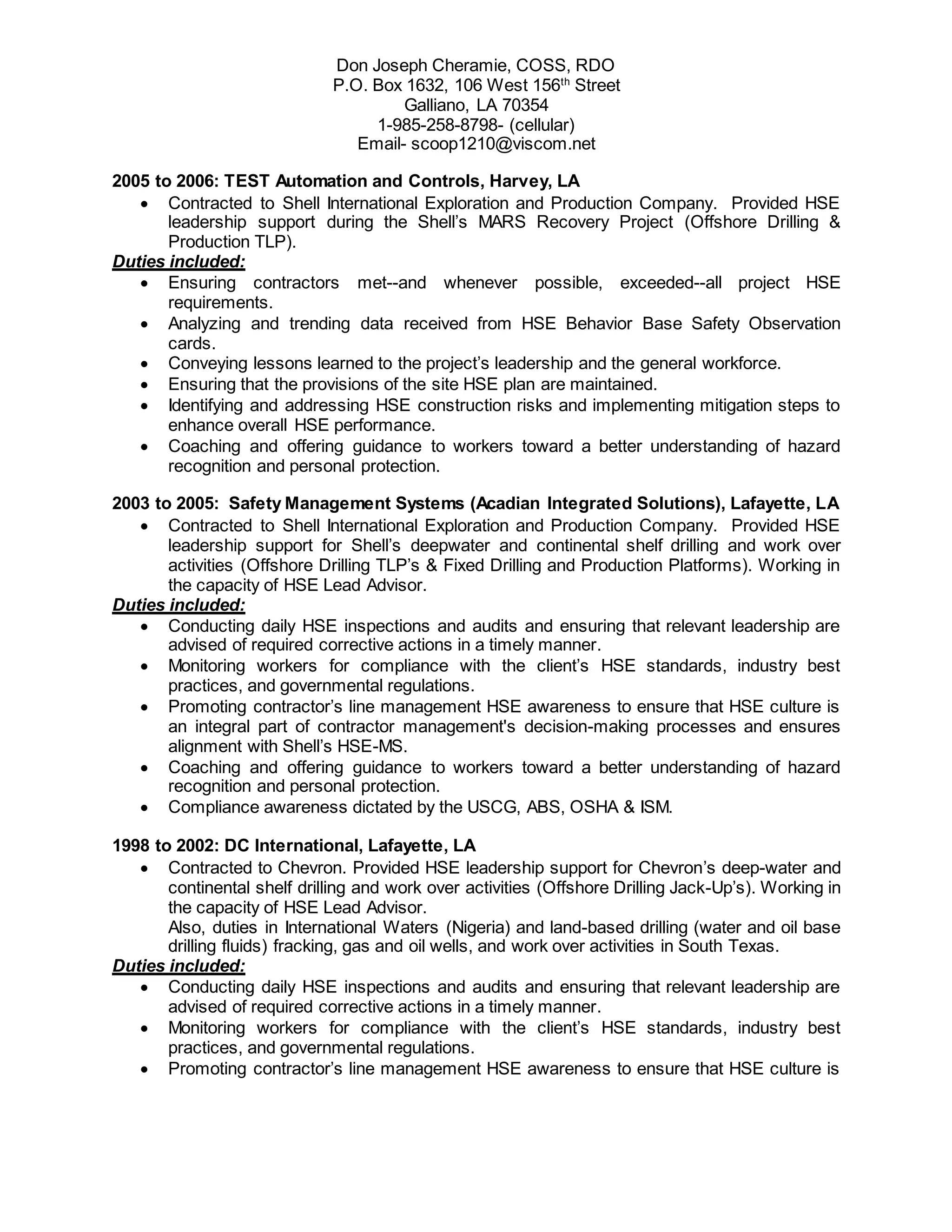 Don Joseph Cheramie R-Update | DOCX