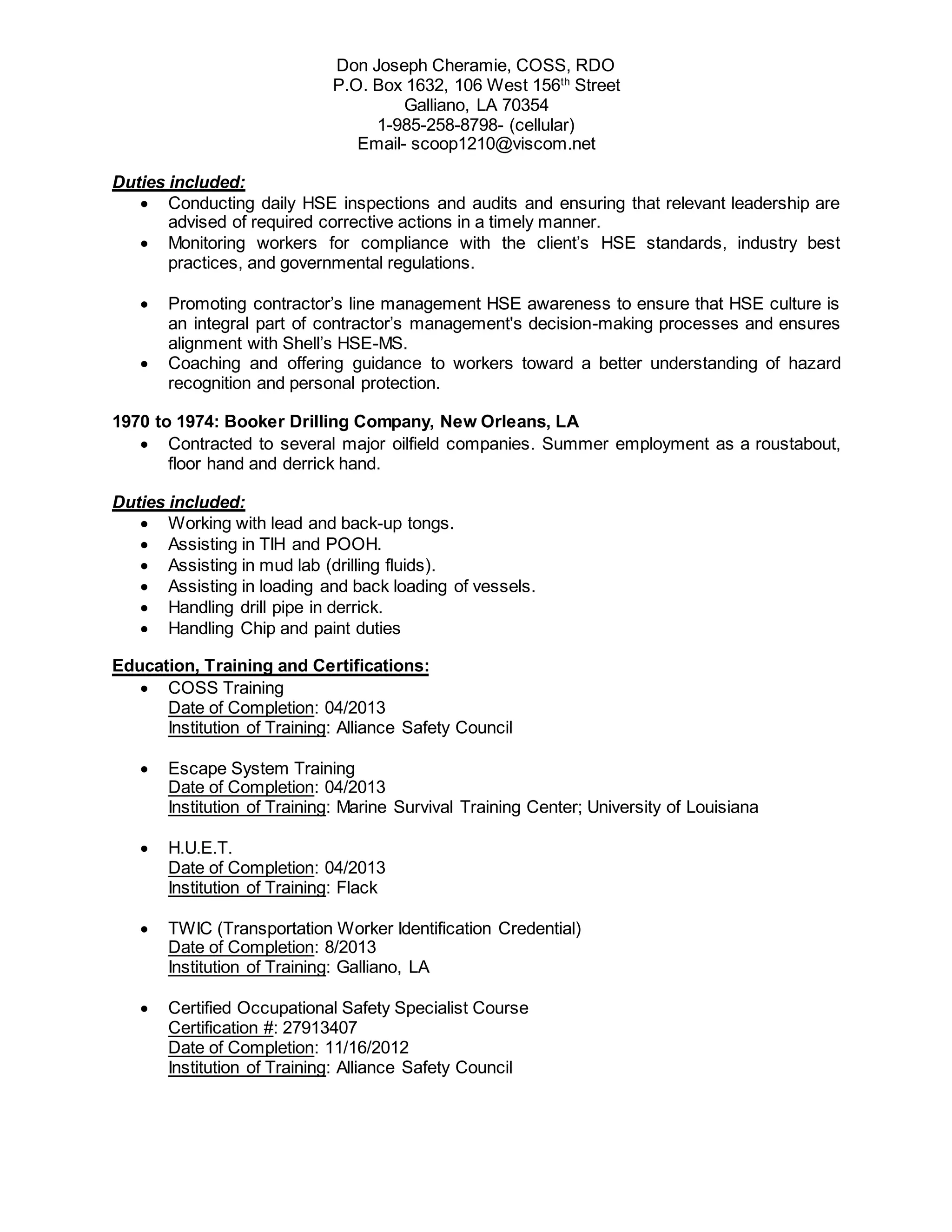 Don Joseph Cheramie R-Update | DOCX