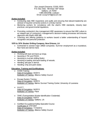 Don Joseph Cheramie R-Update | DOCX