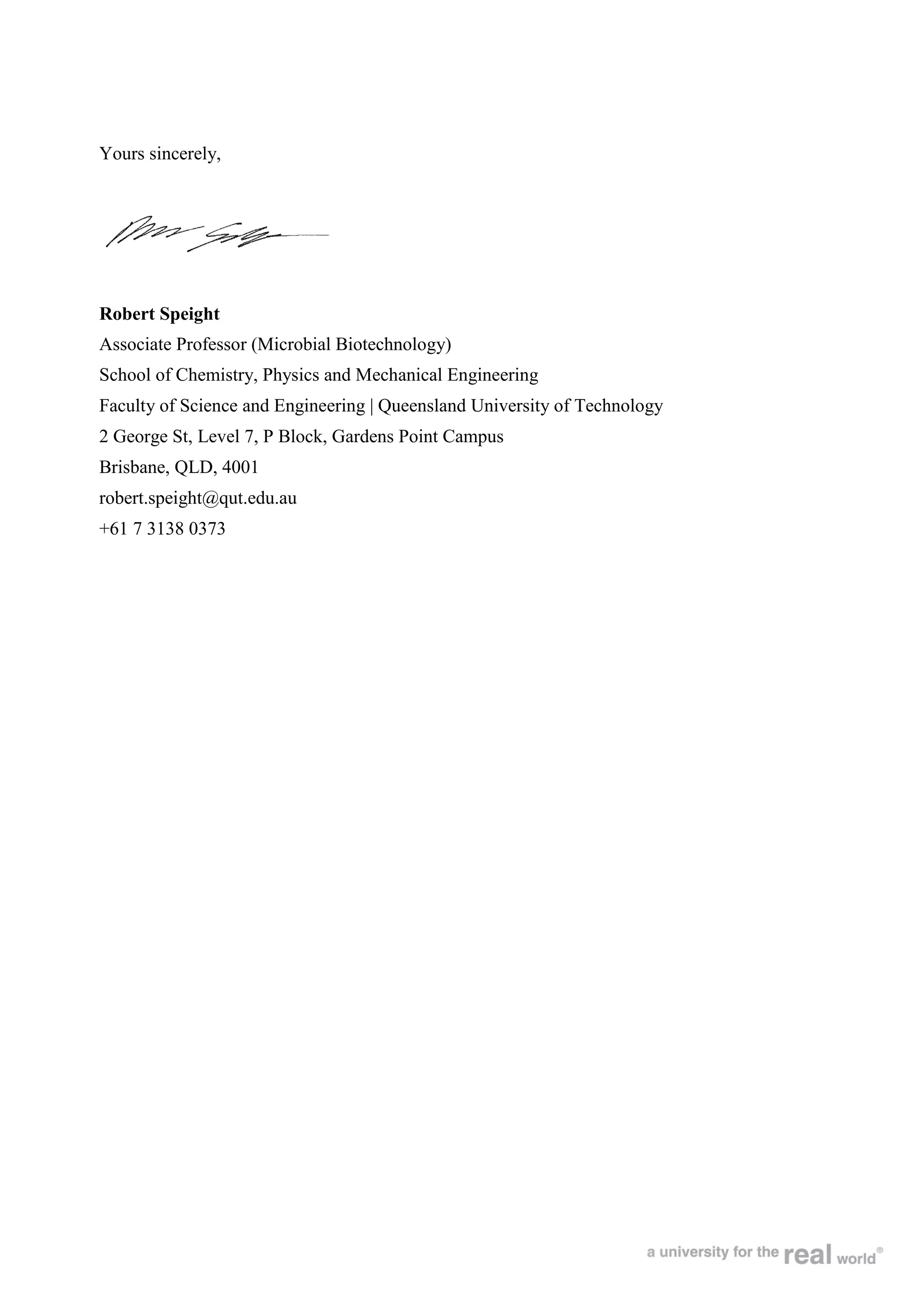 QUT Reference Letter | PDF