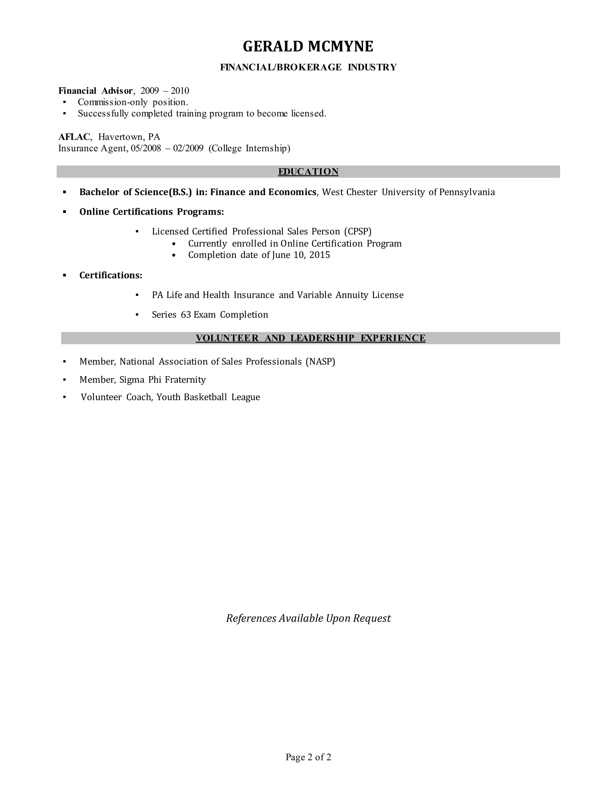 Gerald-McMyne-Resume | DOCX | Business Administration | Business