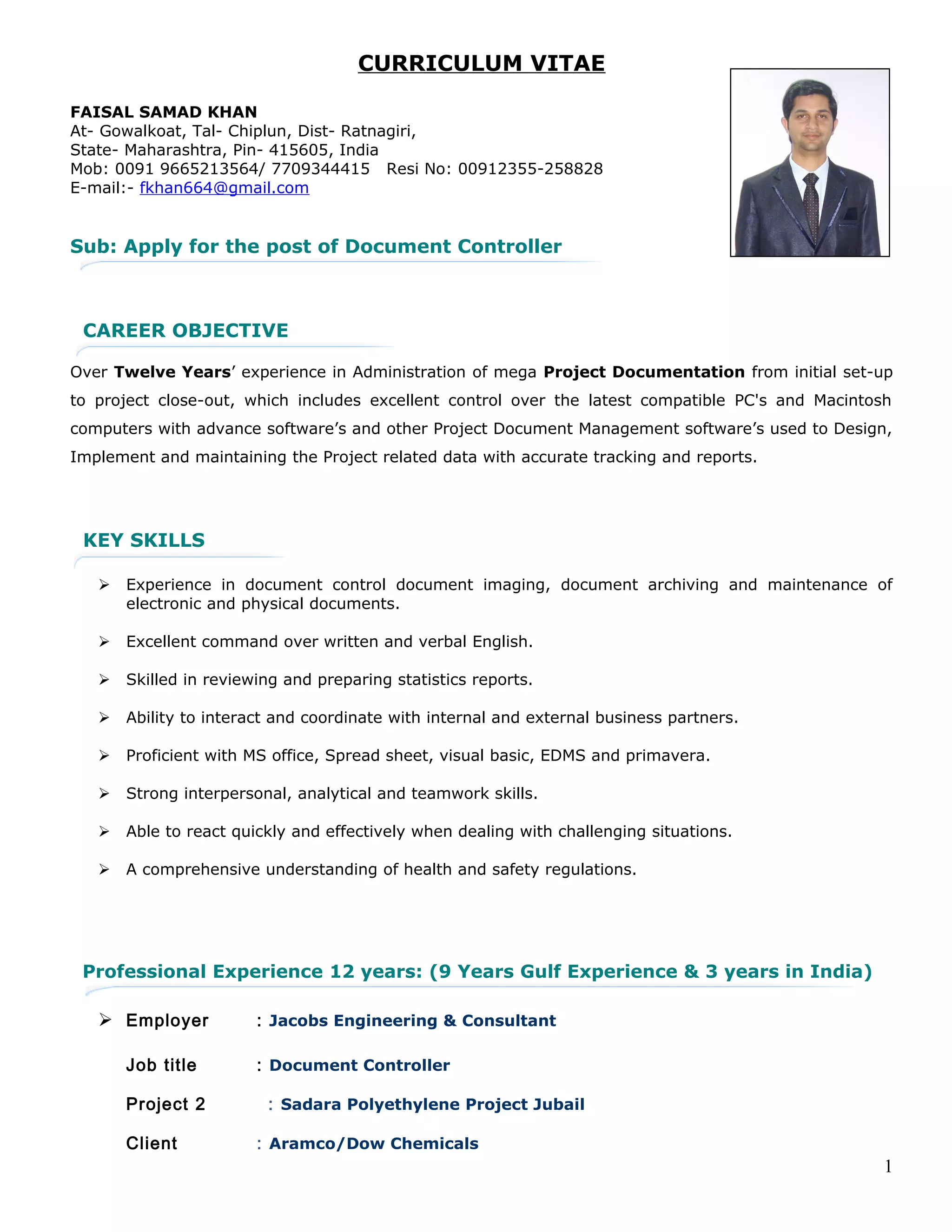 Faisal Khan - Documents Controller | DOC