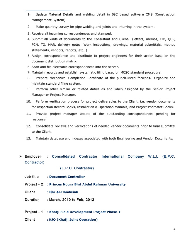 Faisal Khan - Documents Controller | PDF