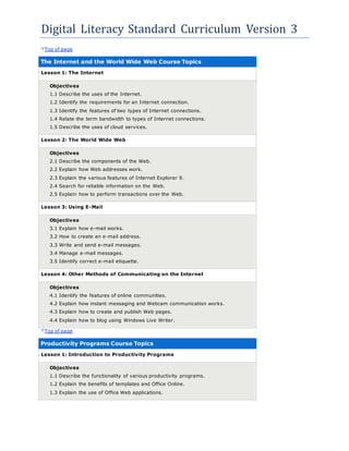 Digital Literacy Objectives | DOCX