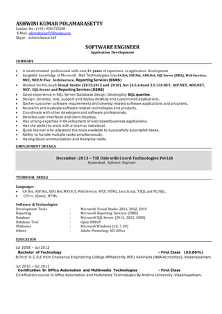 Ashwin Kumar 2+Yrs Software Engineer Hyd (2) | DOCX