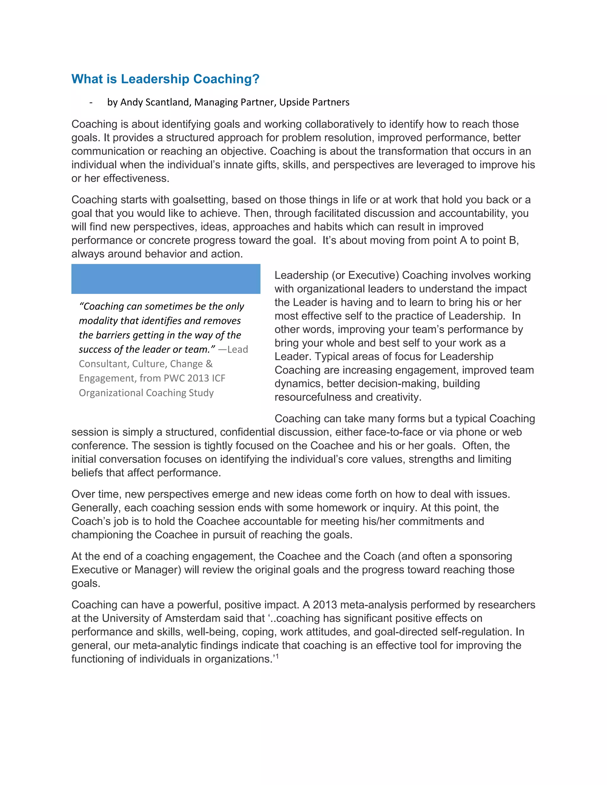 What is Leadership Coaching | PDF