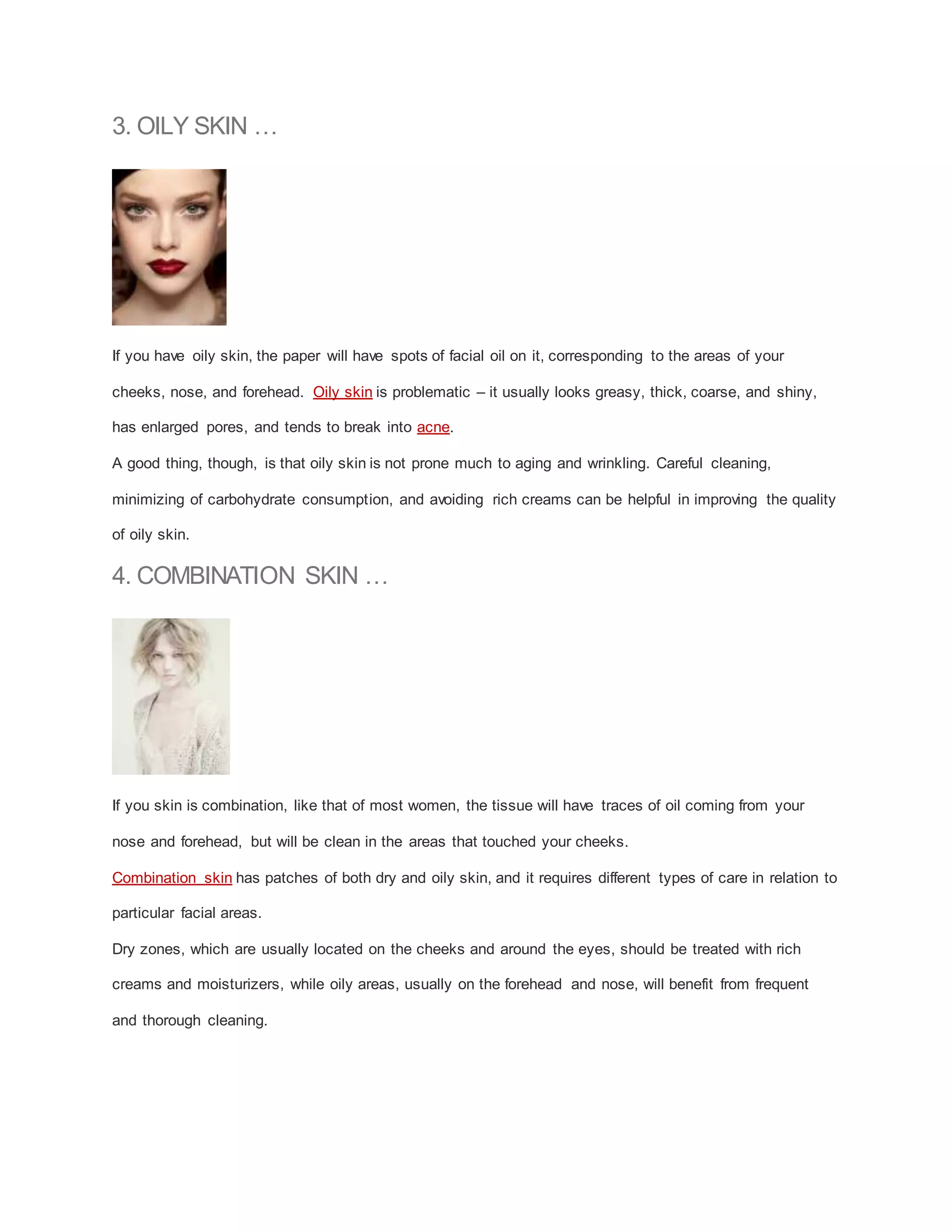 5 BASIC SKIN TYPES | DOCX | Skin and Dermatology | Diseases and Conditions