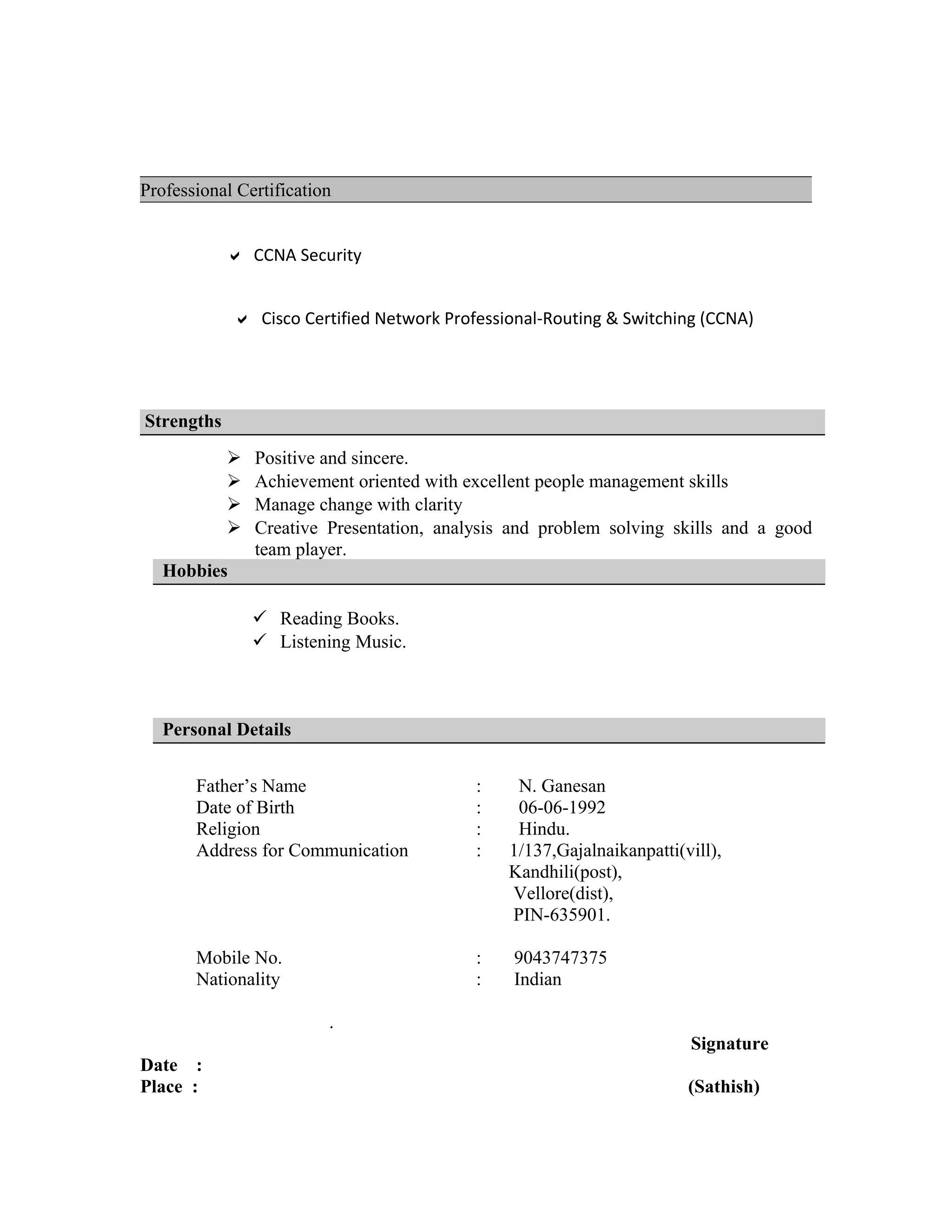 ccna sathi resume - Copy | DOC