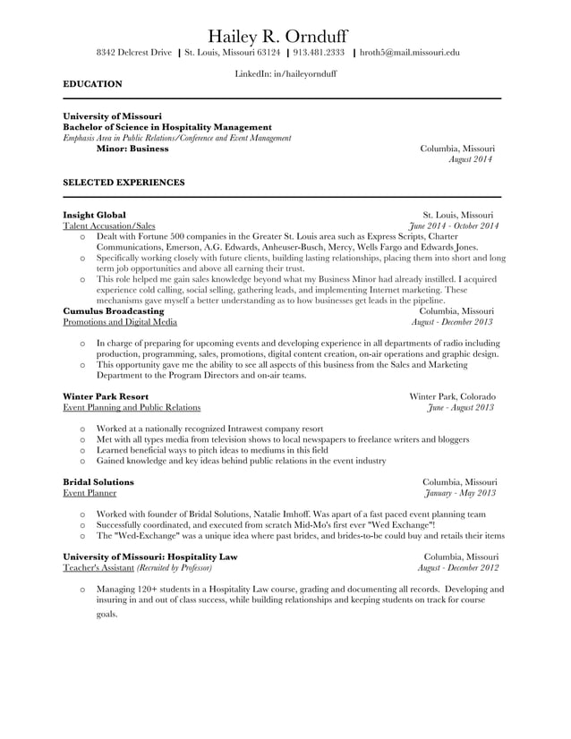 HaileyOrnduff_Resume | PDF | Business | Business and Finance