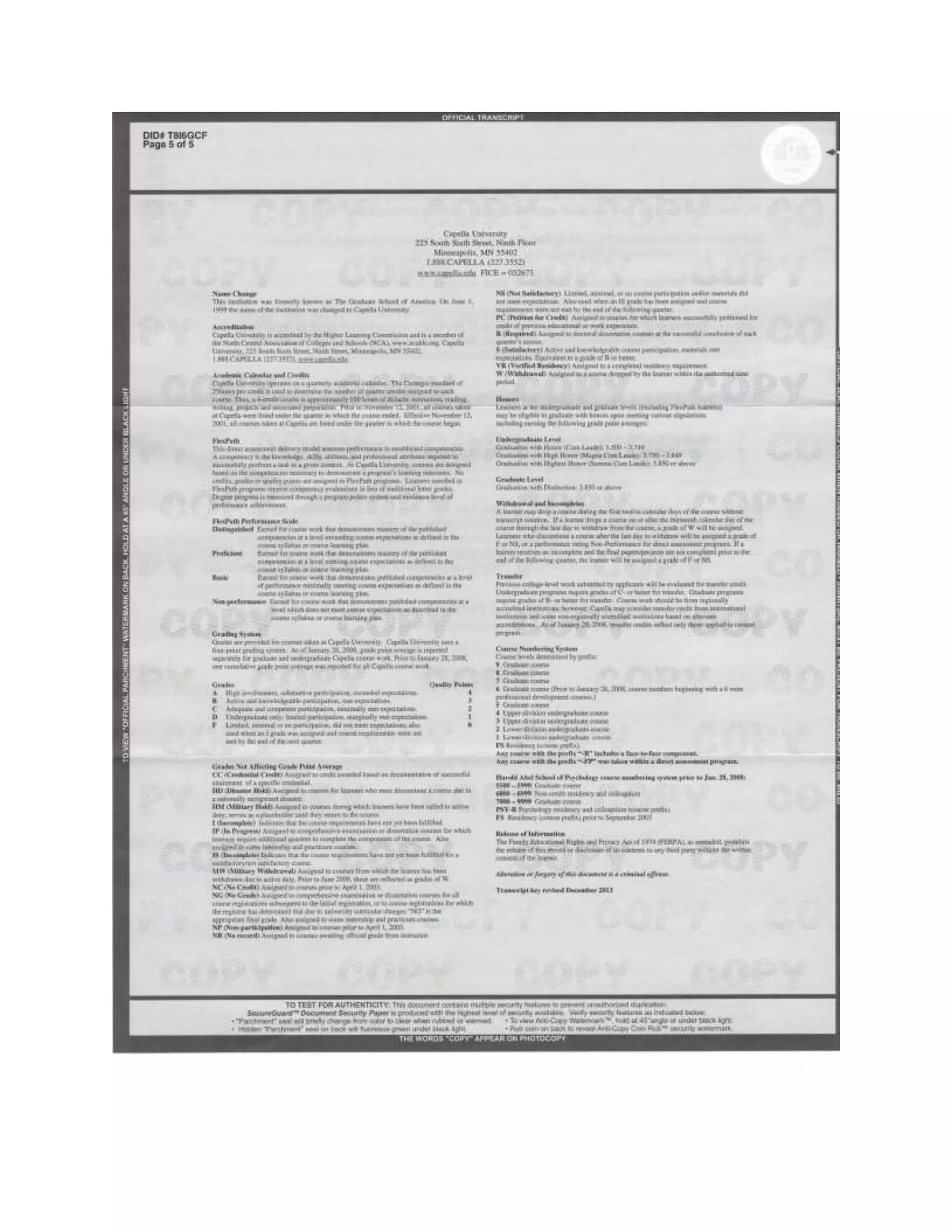 Alicia Watts Official Transcript | PDF