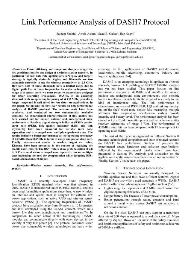 Link Performance Analysis of DASH7 Protocol | PDF