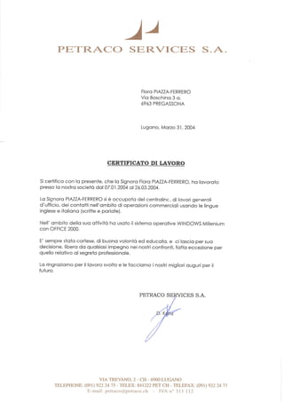 040331 PETRACO CERTIFICATO LAVORO | PDF