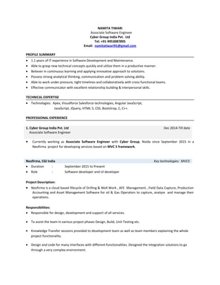 NAMITA TIWARI RESUME - Latest | DOC