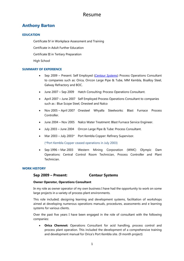 Anthony Barton Resume | PDF