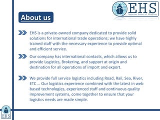 EHS Presentation - Original | PDF | Logistics and Transportation ...