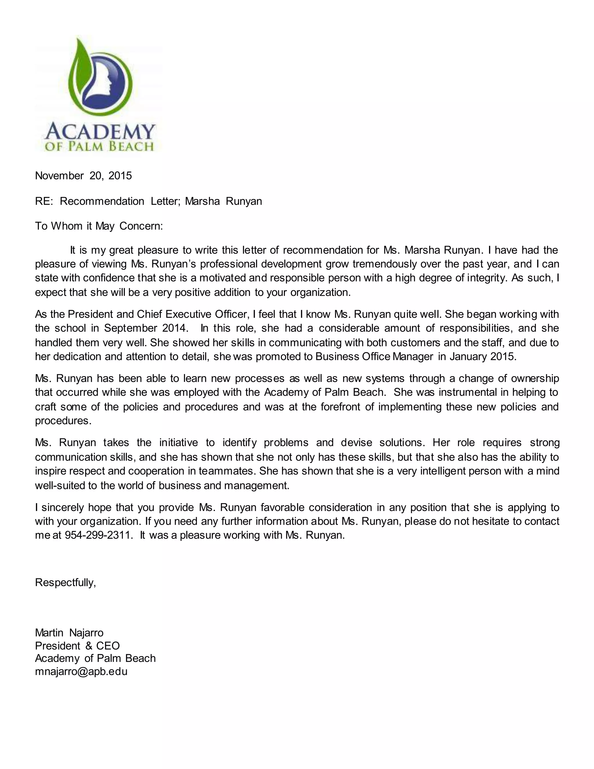 RECOMMENDATION LETTER from Martin Najarro | DOCX