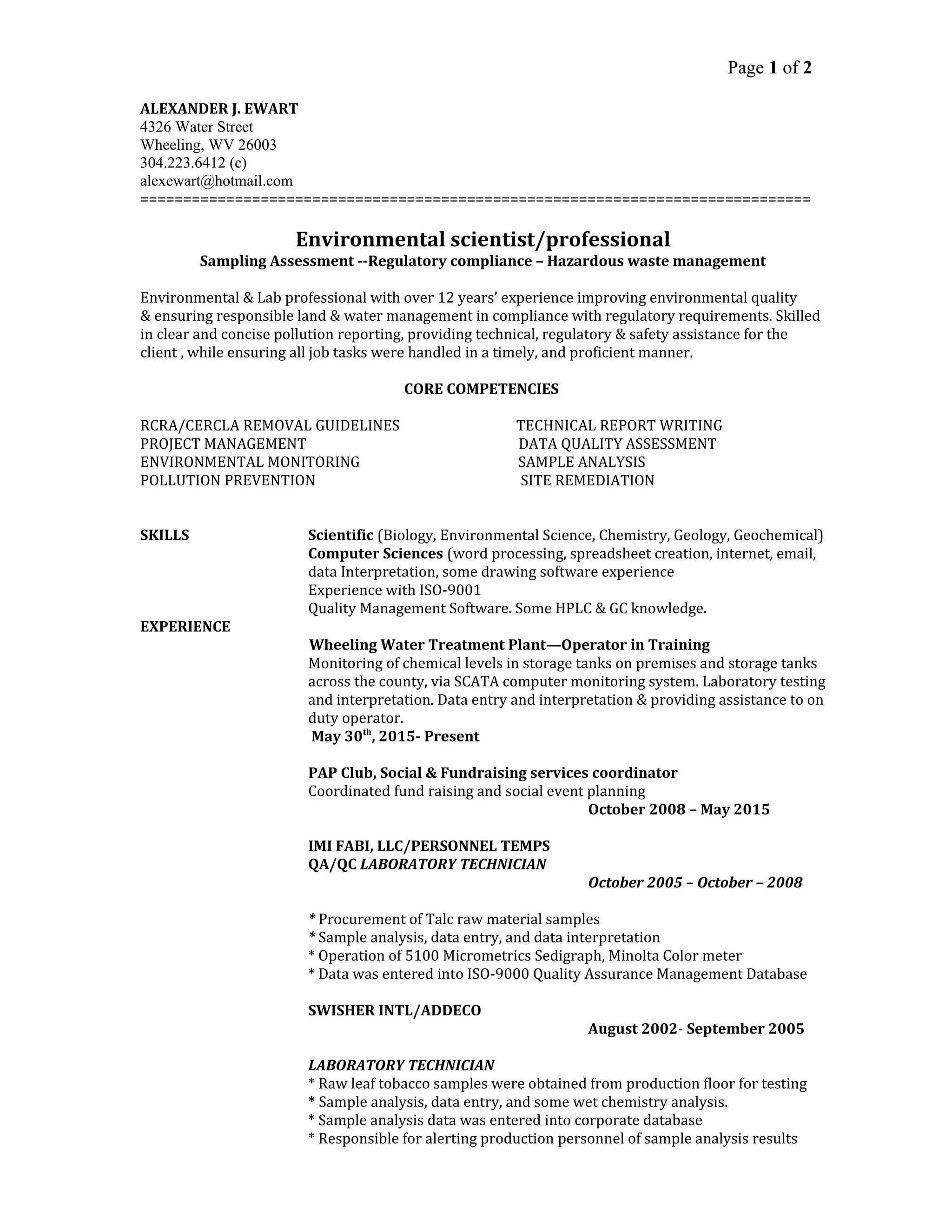 Alex Ewart - RESUME- 2016- revised | DOC