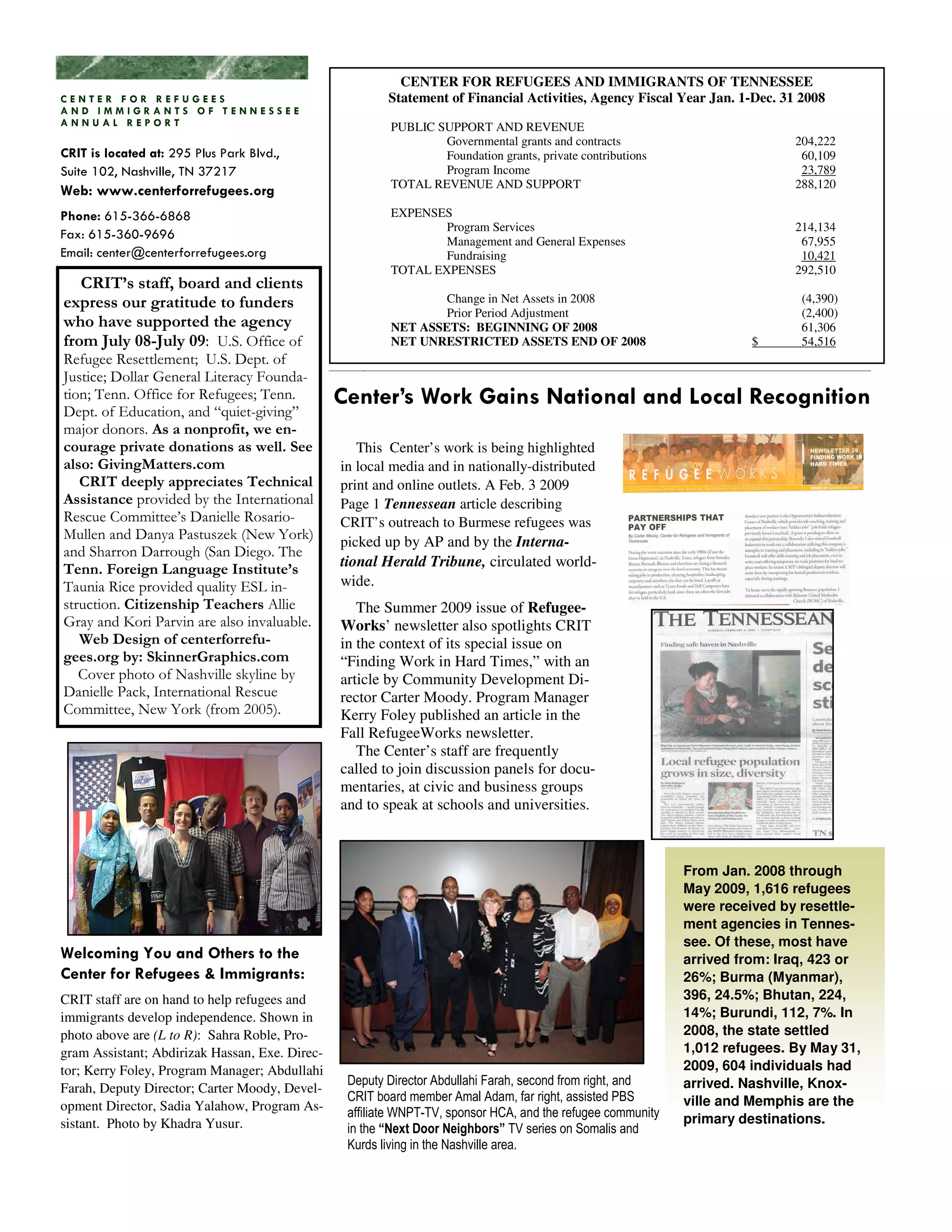 Carter Moody Writing-Editing Sample--Annual Report, Ctr. for Refugees ...