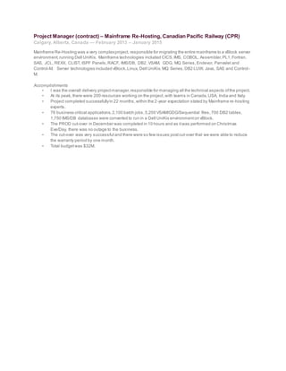 Project Manager (contract) – Mainframe Re-Hosting | DOCX | Computing ...