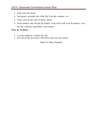 Lesson Three- Taking Responsibility-Accountability | DOCX