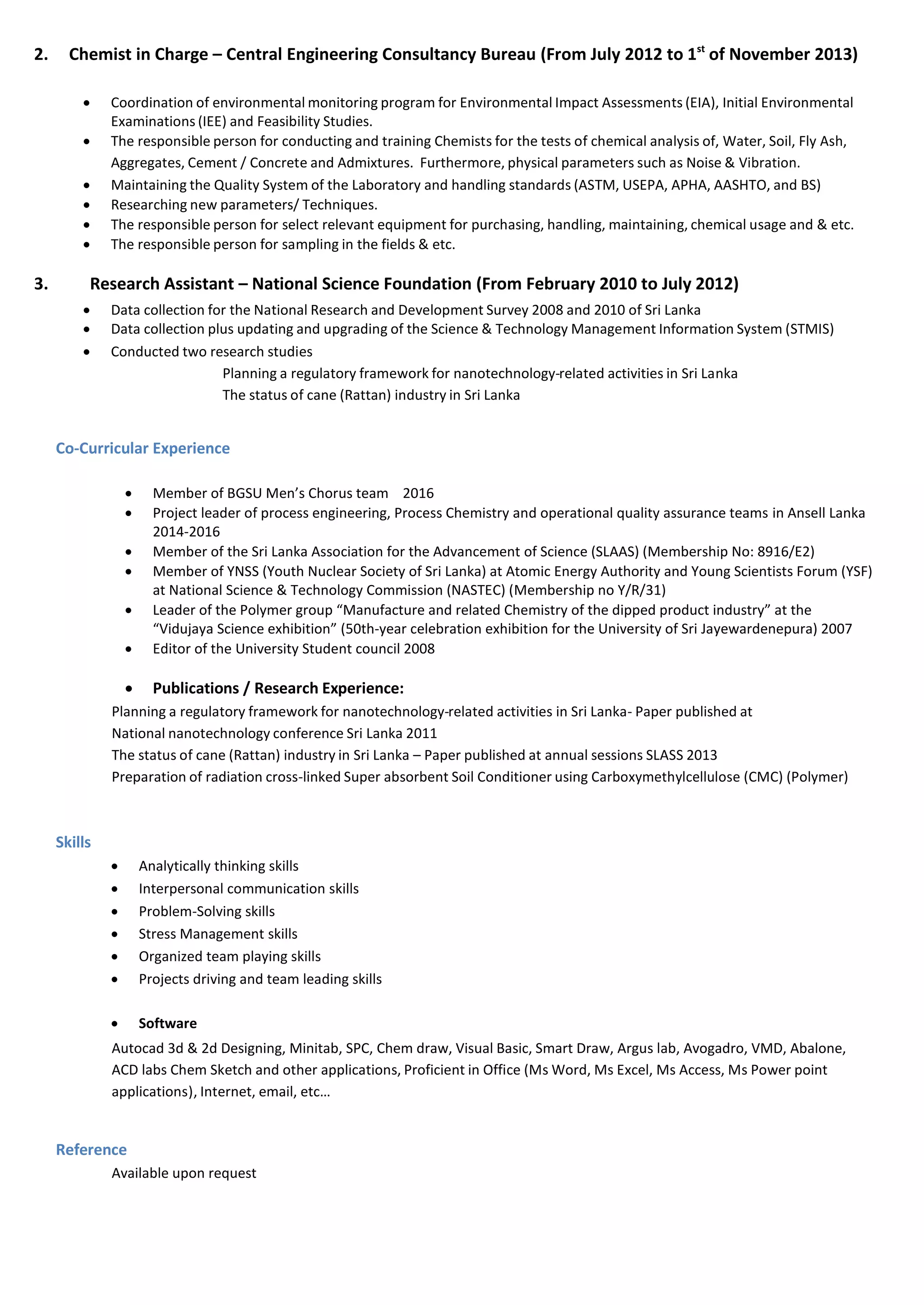Buddhima Rupasinghe Resume New | PDF | Manufacturing Industry | Industries