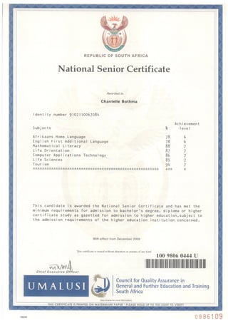 Matric Certificate | PDF