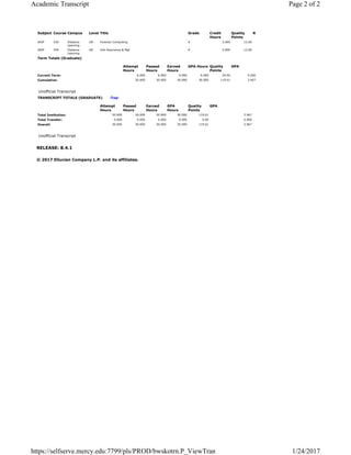 Mercy college transcript | PDF